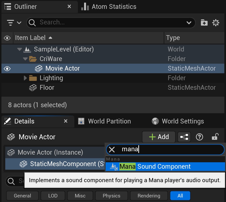 CriWare Unreal Engine: Sofdec 快速入门